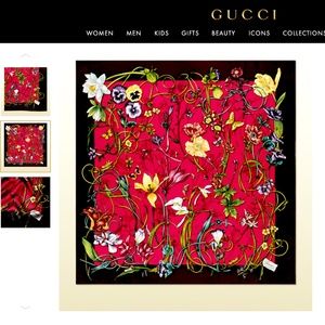 Gucci | Accessories | New Gucci Infinity Floral Print Pink Black Border ...